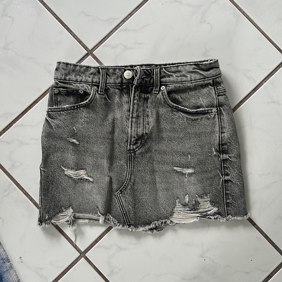 Zara | Skirts | Distressed Gray Denim Skirt | Poshmark
